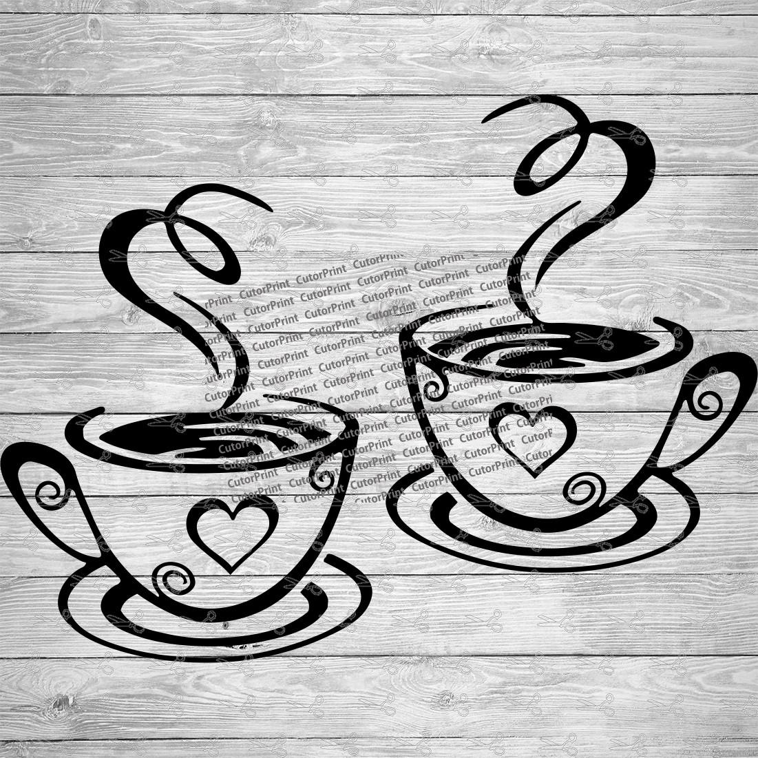 Coffee Cups SVG,EPS & PNG Files - Digital Download files for Cricut ...