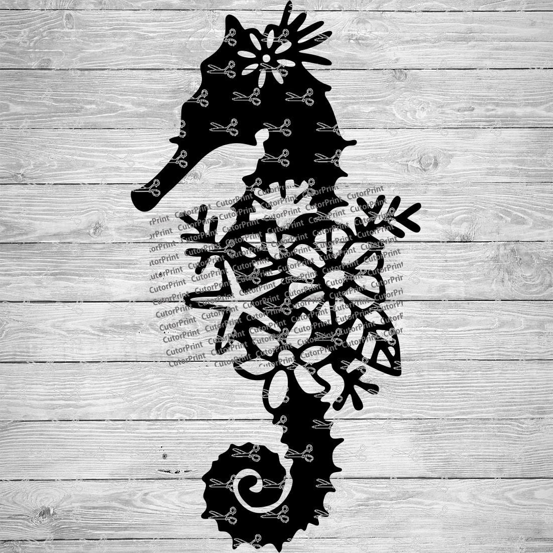 Floral Seahorse SVG,EPS & PNG Files - Digital Download files for Cricut ...
