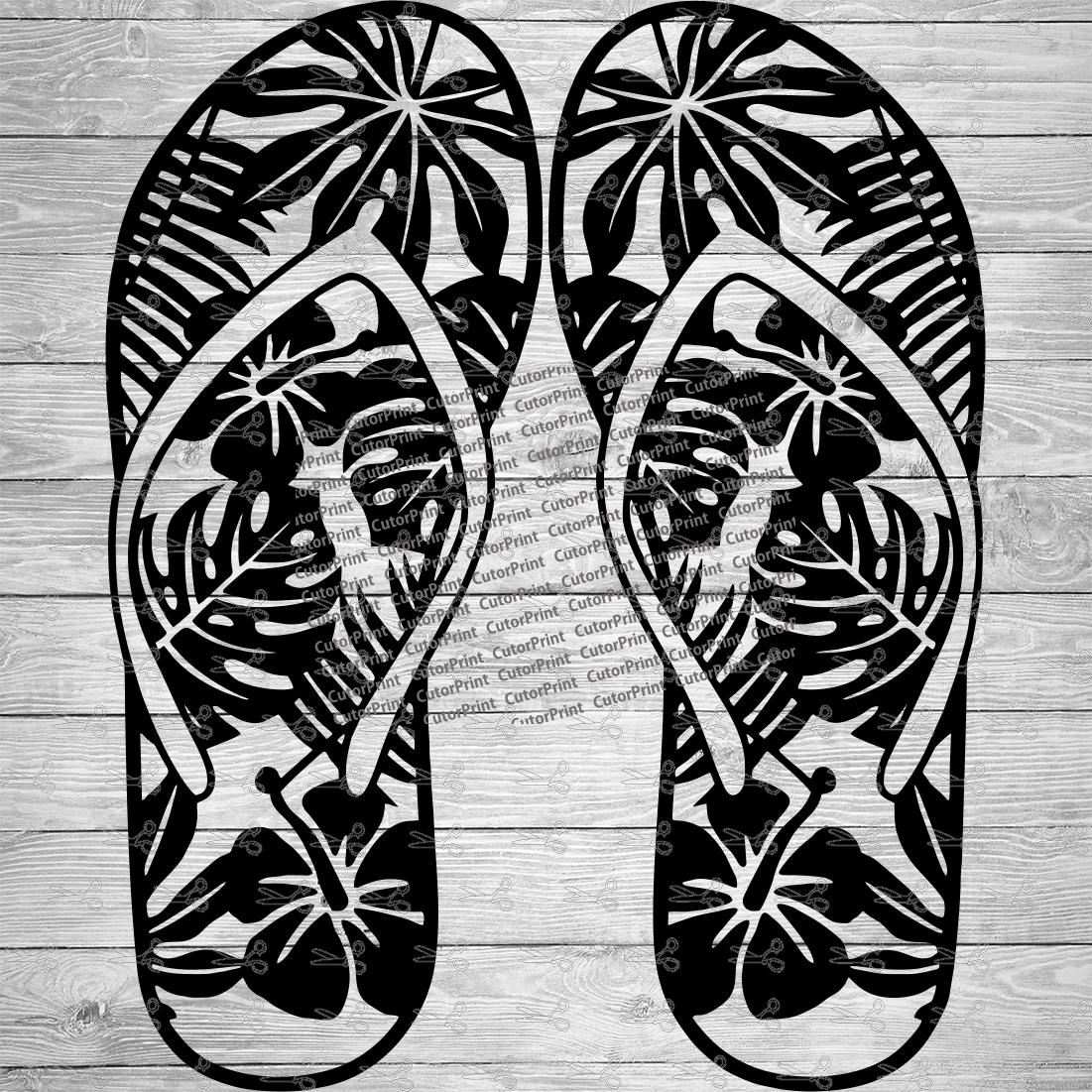 Floral Flip Flops SVG,EPS & PNG Files - Digital Download files for ...